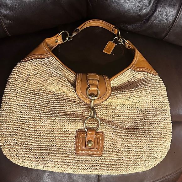 Coach | Bags | Authentic Coach Straw Leather Bag | Poshmark